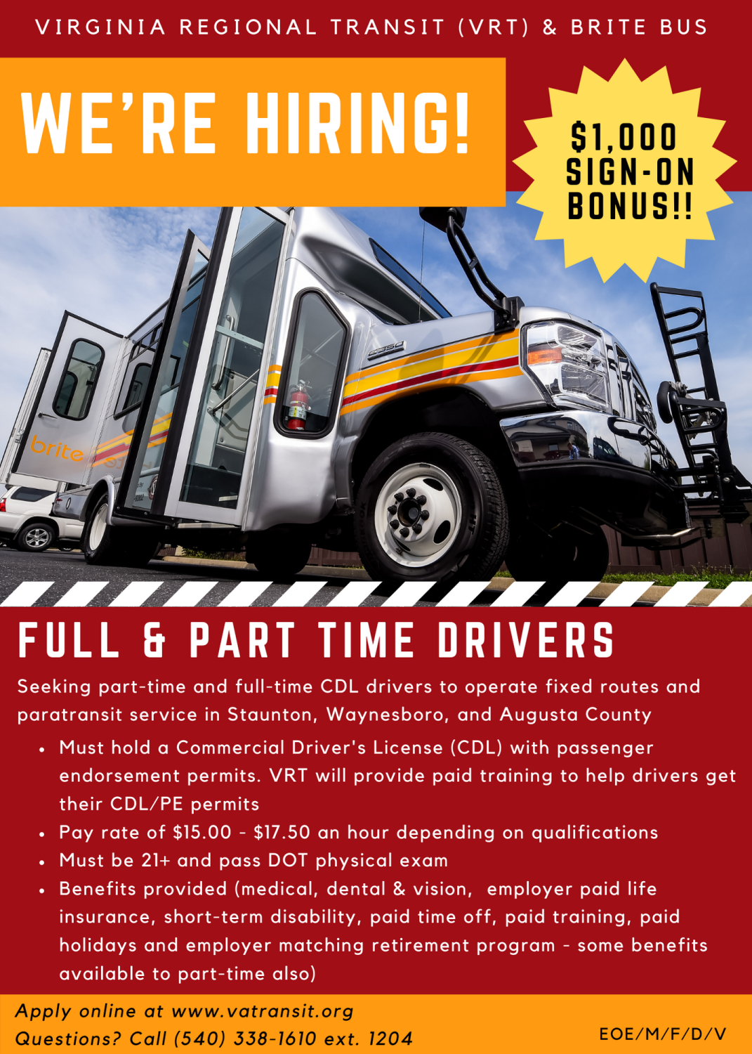 Job Opportunities - BRITE Bus Transit Service