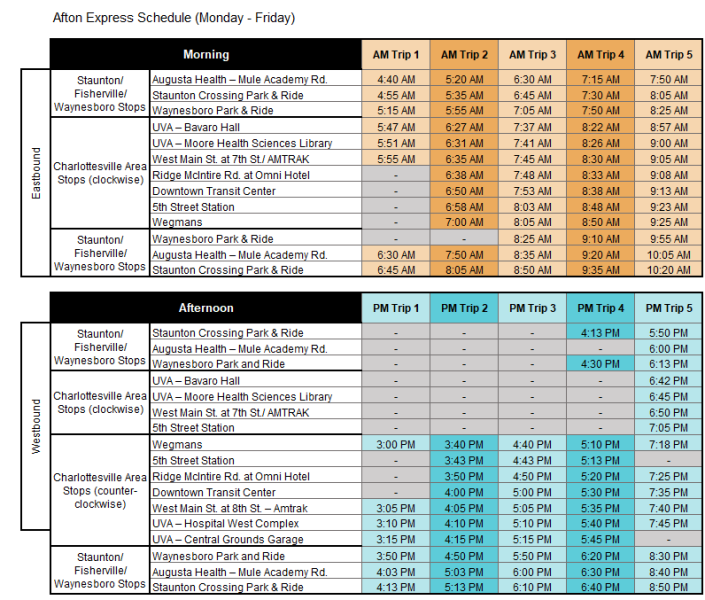 New Afton Express Schedule - Effective December 1 - BRITE Bus Transit ...